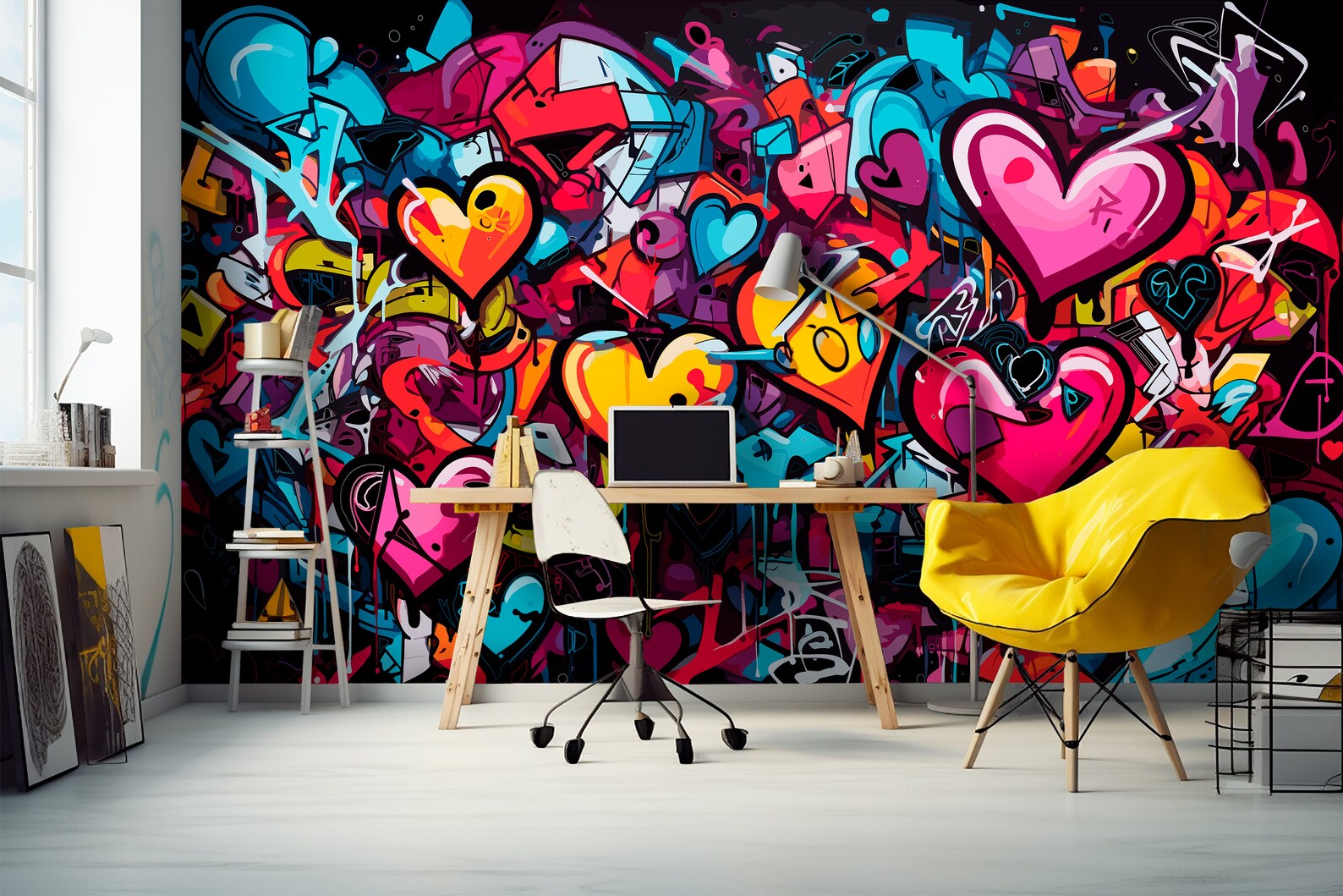 Graffiti Wallpaper Room, Gender Neutral Peel and Stick Wall Mural ...