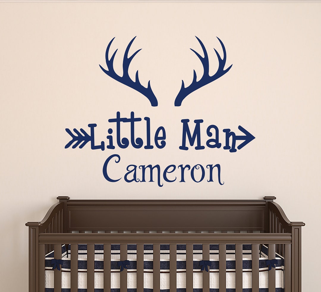 Antler Horns Decal Boys Name Wall Decal Custom Personalized Boys Decor ...