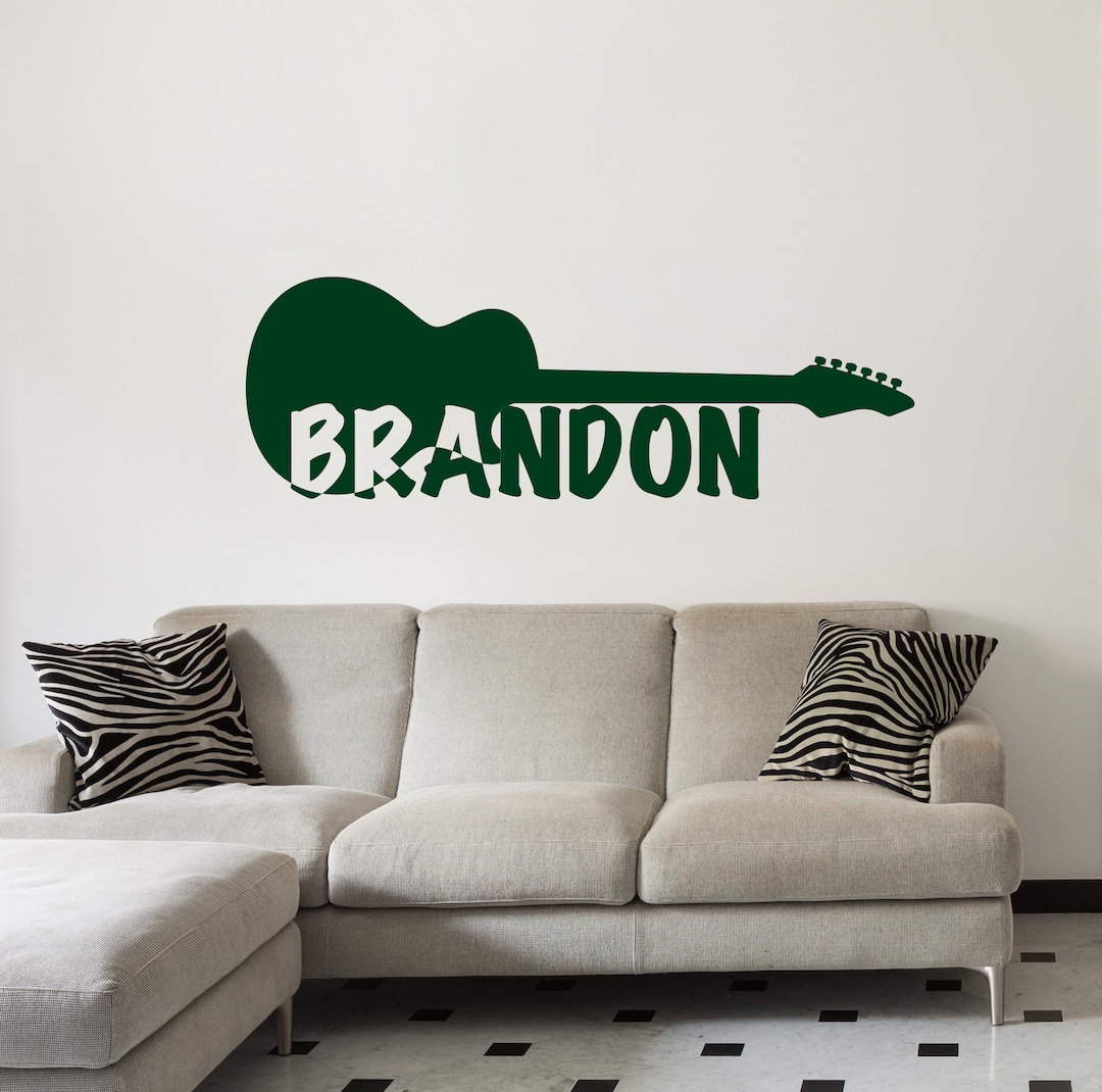 Guitar Wall Decal With Name, Custom Name Sticker Boy Room Decor ...