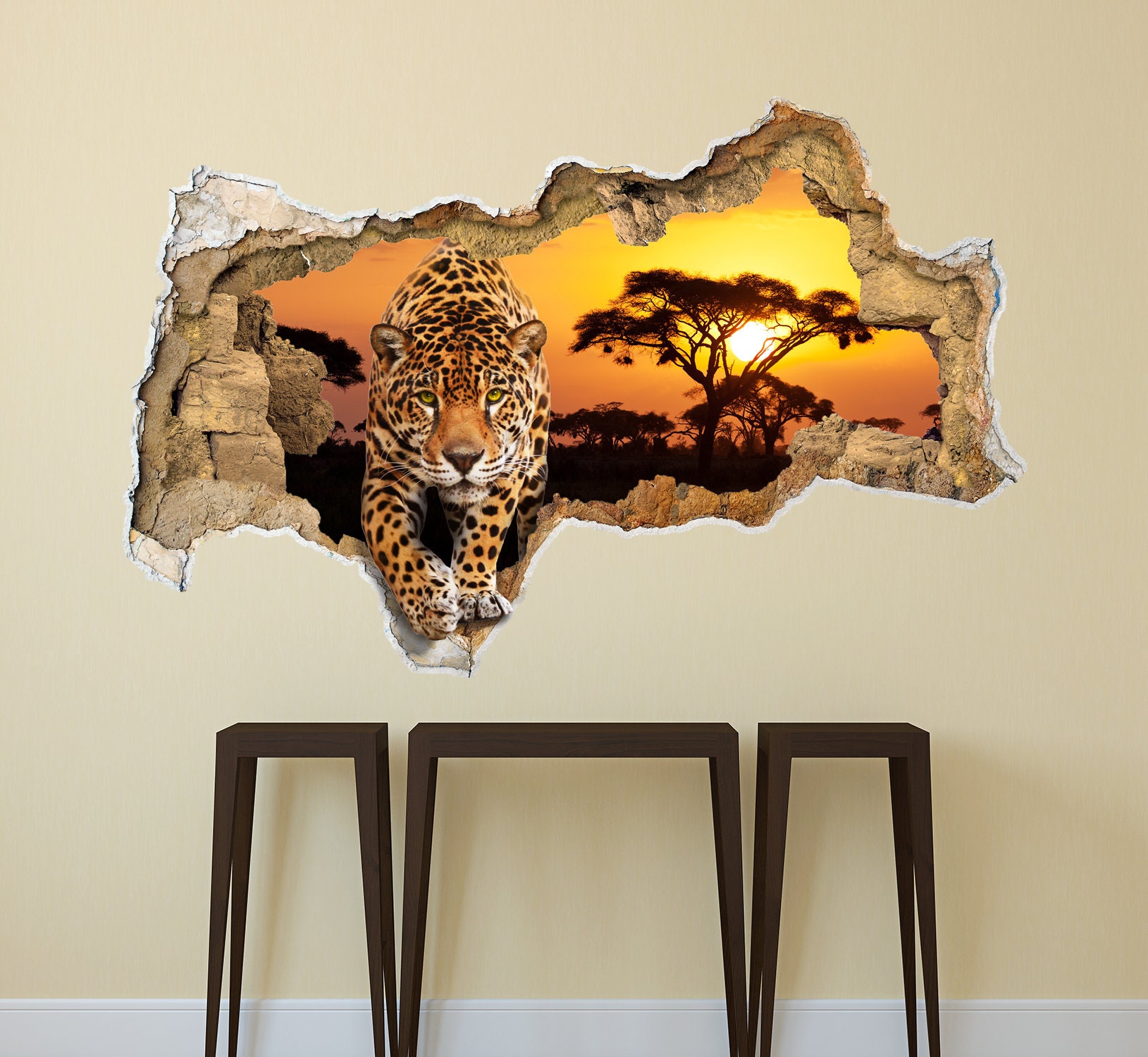 Safari Wall Decals Animal Leopard Decals 3D Effect Wall | Etsy