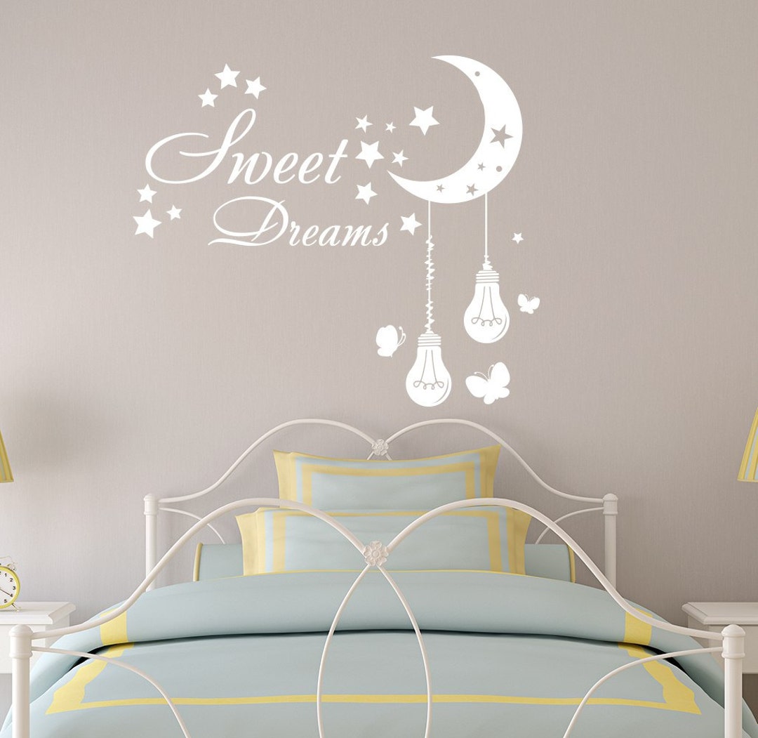 Sweet Dreams Wall Decal. Moon and Stars Decal. Over Crib Vinyl Sticker ...