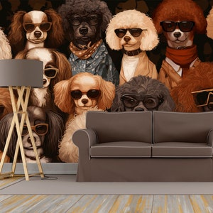Custom Order 70s Dogs Wallpaper, Custom Hipster Dogs Wallpaper, Unique ...