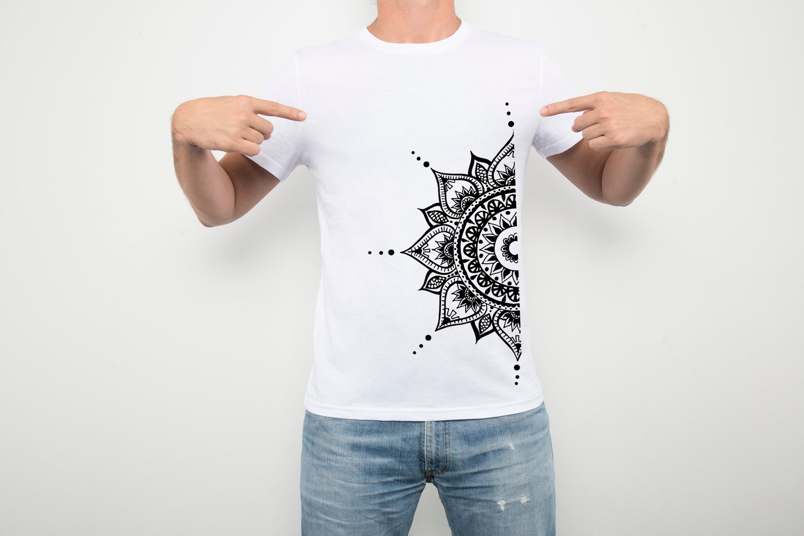 Half Mandala Svg Design Hand Drawn Floral Mandala Digital - Etsy