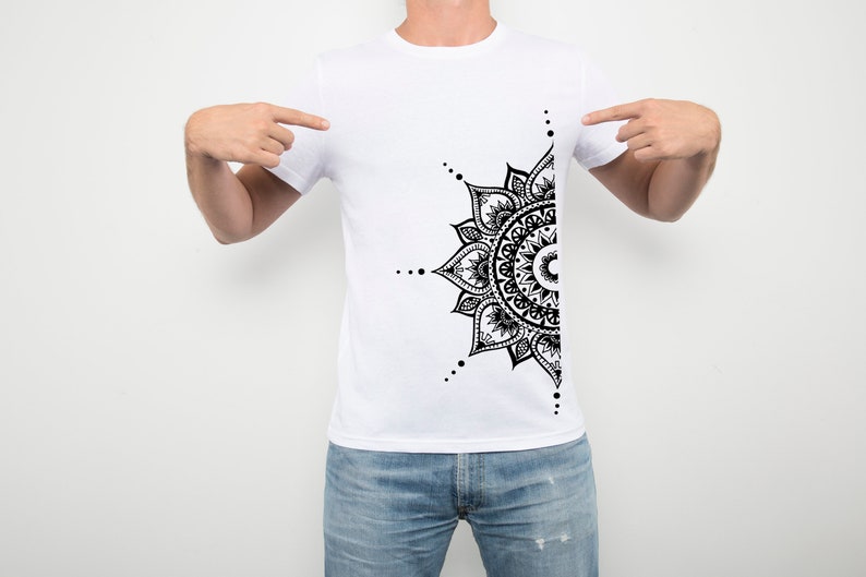 Half Mandala Svg Design Hand Drawn Floral Mandala Digital - Etsy