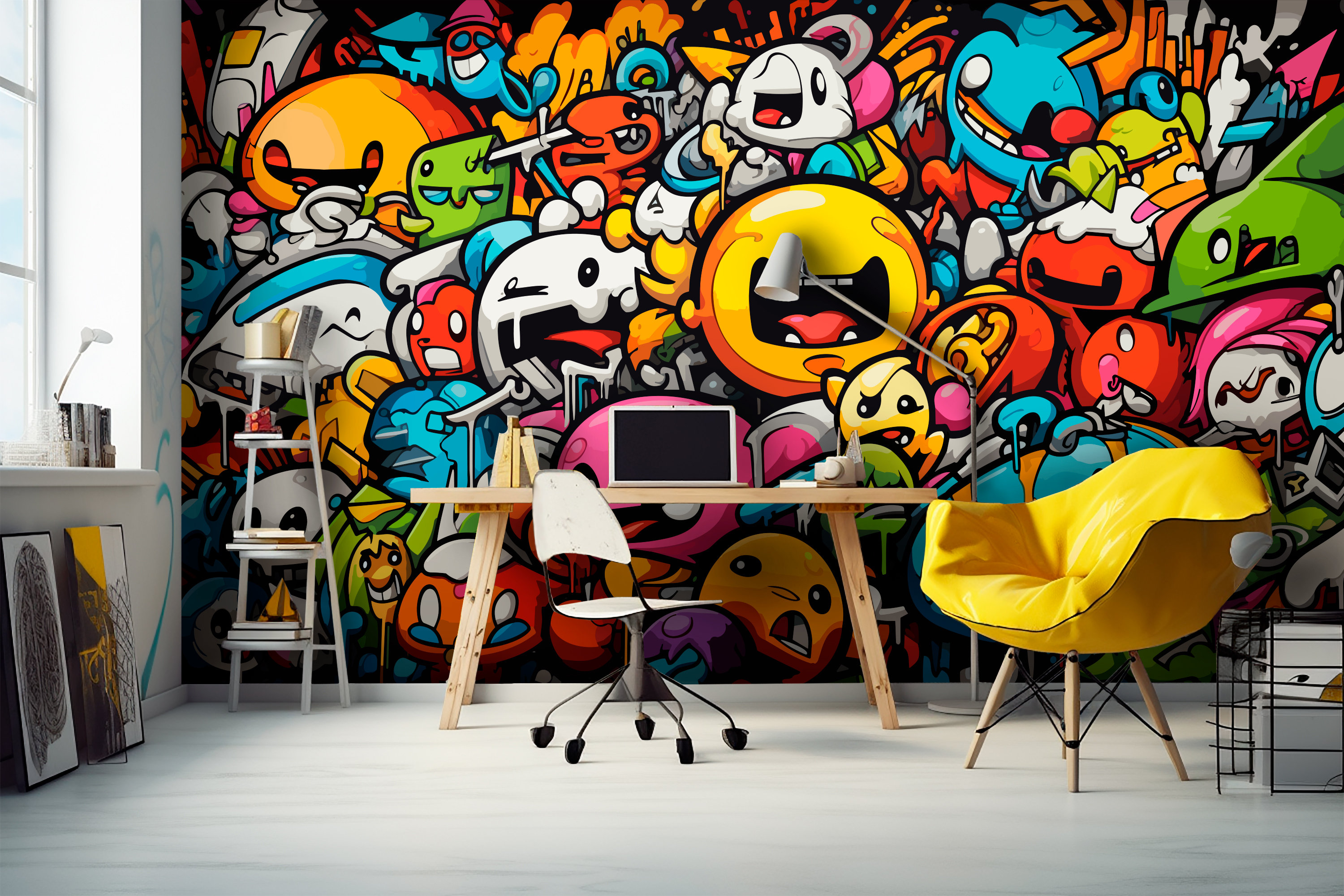 Peel and Stick Graffiti Wallpaper Boys Room, Teenager Bedroom Graffiti ...