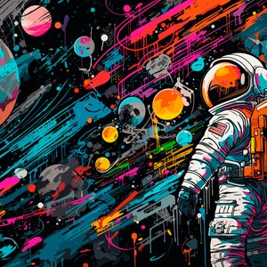 Graffiti Wallpaper for Kids' Rooms: Space, Planets, and Astronaut Wall ...