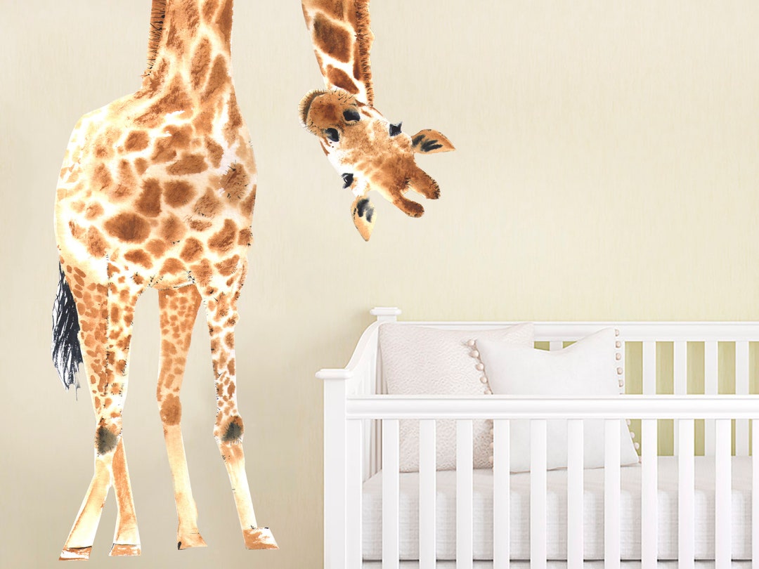 Nursery Wall Decal Giraffe - Safari Animal Wall Decal - Watercolor ...