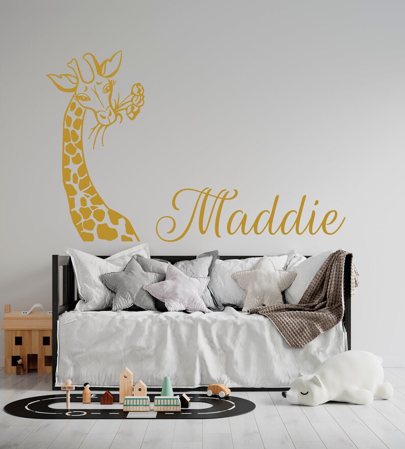 Giraffe Wall Decal. Name Safari Nursery Wall Decal. Giraffe - Etsy