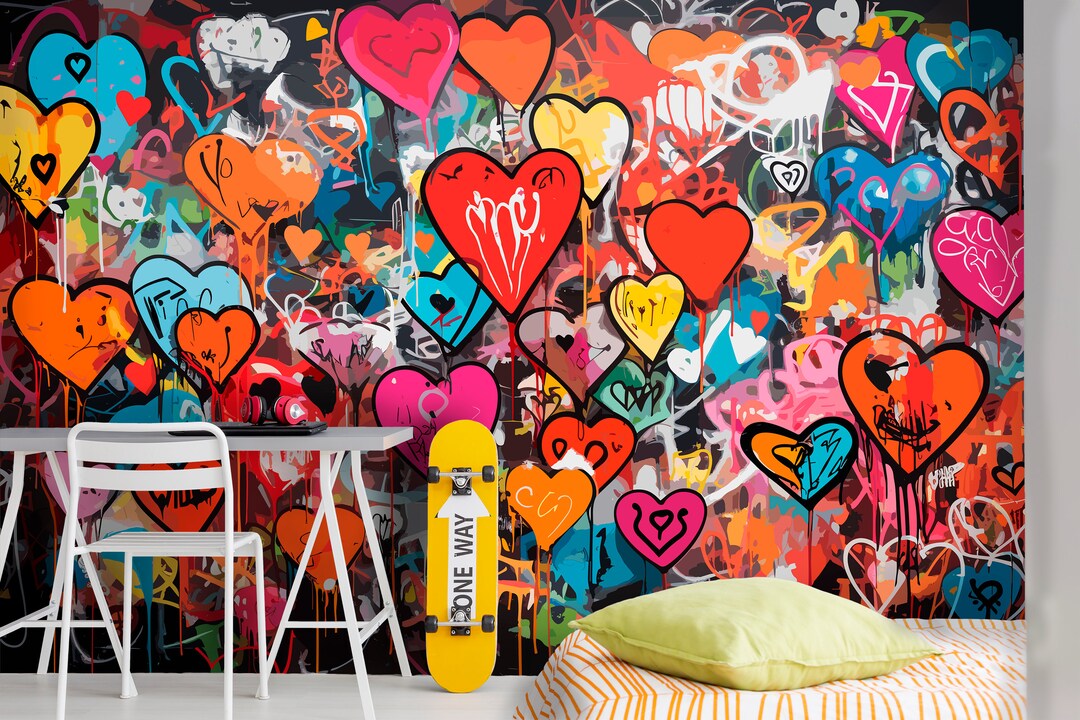Graffiti Wallpaper Gender Neutral Room Peel and Stick - Etsy