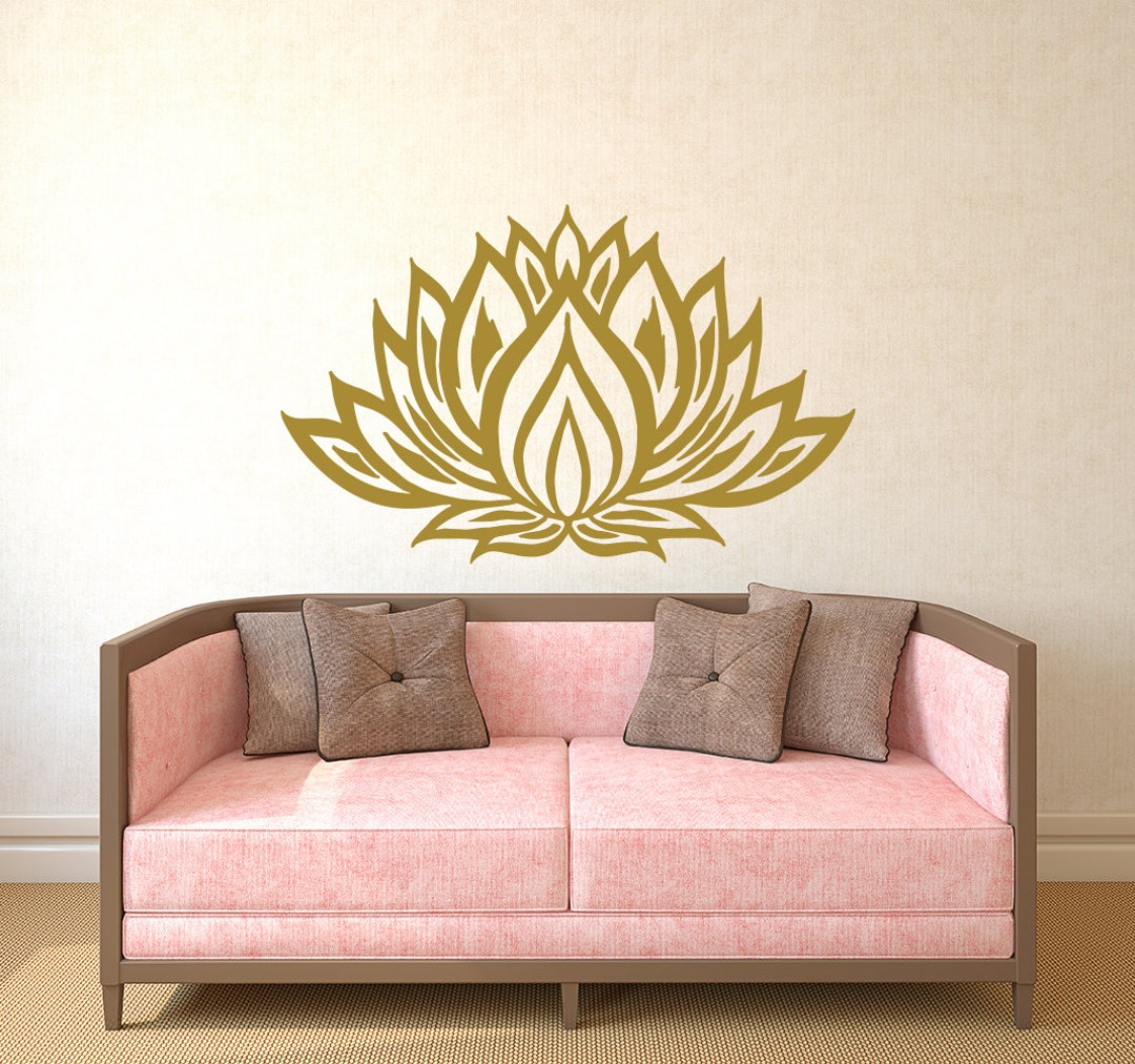 Lotus Flower Wall Decal / Yoga Studio Vinyl Sticker / Lotus Mandala ...