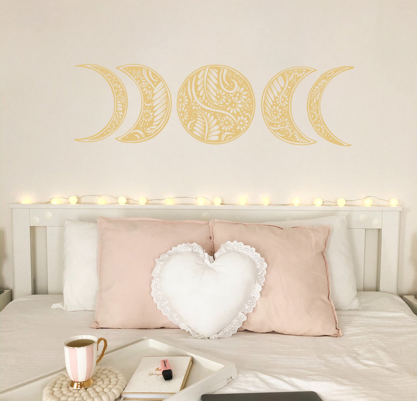Moon Phase Wall Decal. Mandala Moon Decal. Boho Moon Decal Bedroom ...