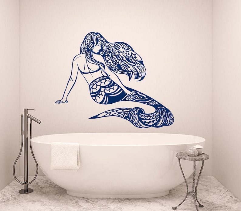 Mermaid Wall Decals Bathroom Vinyl Decals Sea Ocean Vinyl Etsy