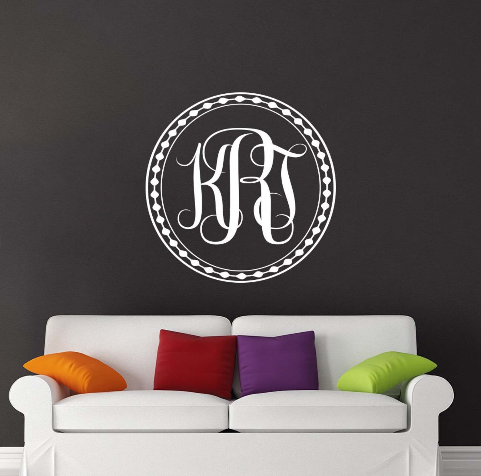 Monogram Wall Decals Family Name Sticker Vinyl Letter Custom | Etsy