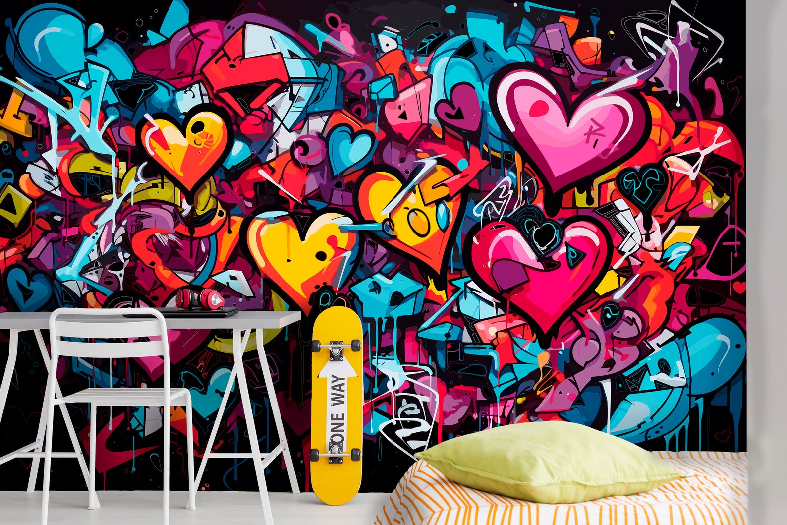 Graffiti Wallpaper Room, Gender Neutral Peel and Stick Wall Mural ...