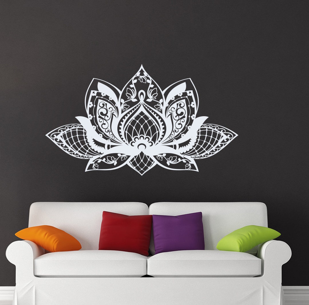 Lotus Flower Wall Decal / Mandala Wall Sticker / Mandala Decals / Boho ...
