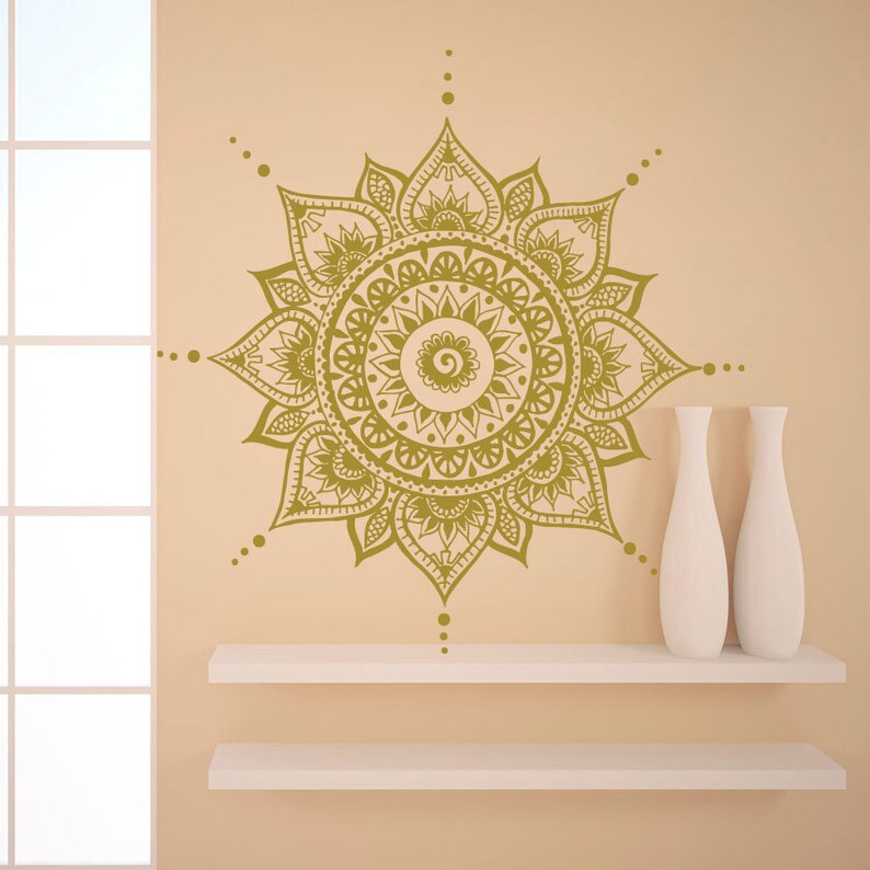 Mandala Decals Mehndi Vinyl Sticker Bedroom Wall Decal Lotus | Etsy