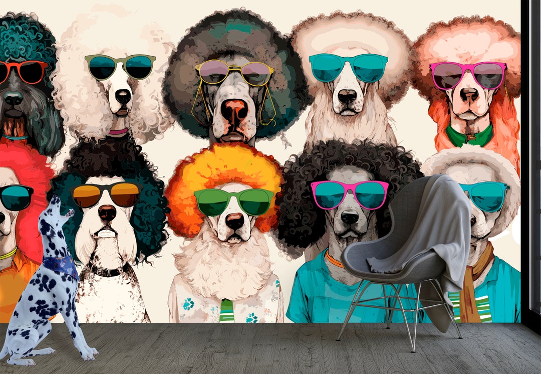 Wallpaper Cool and Colorful Dogs for Kids Playroom, Fun and Stylish ...