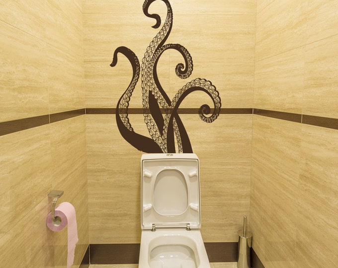 Octopus Toilet Decal Octopus Attack Vinyl Bathroom Decal - Etsy
