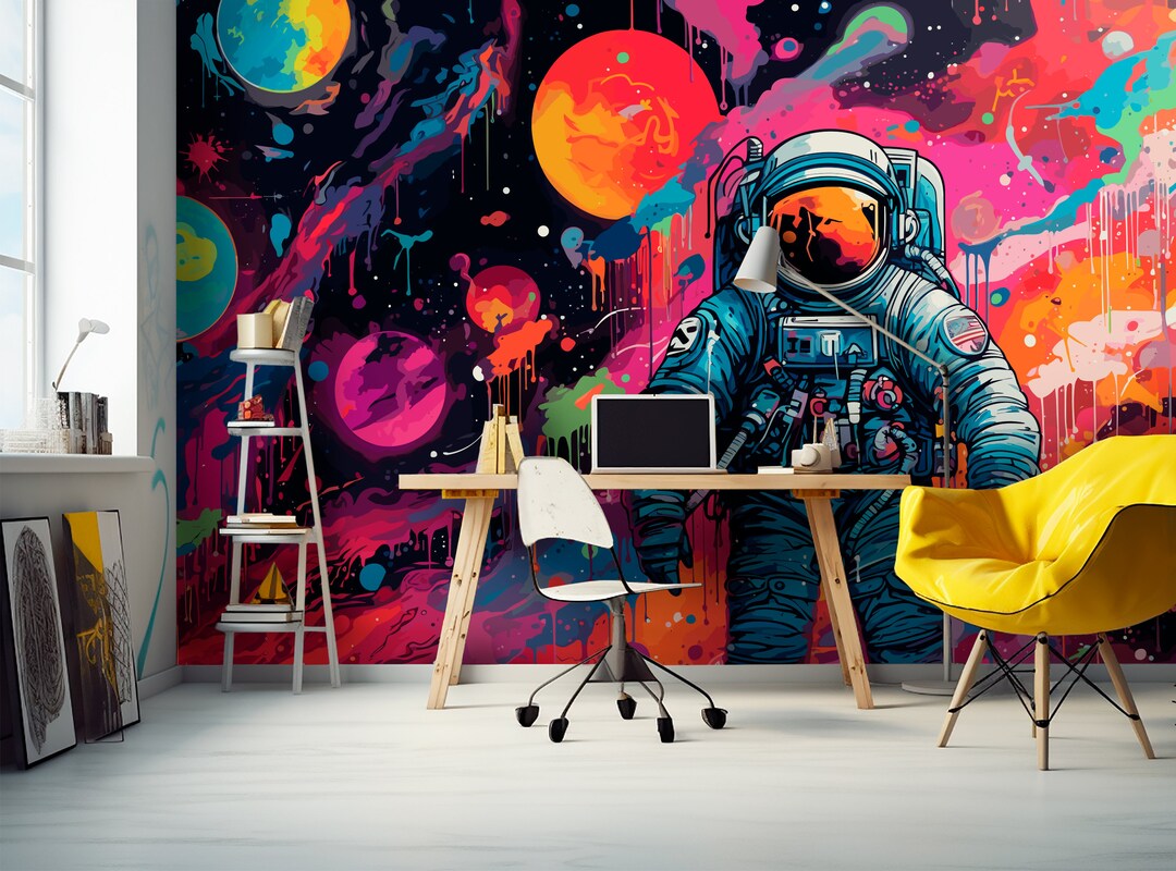 Space Graffiti Wallpaper Kids Rooms, Planets Graffiti Teenagers Bedroom ...