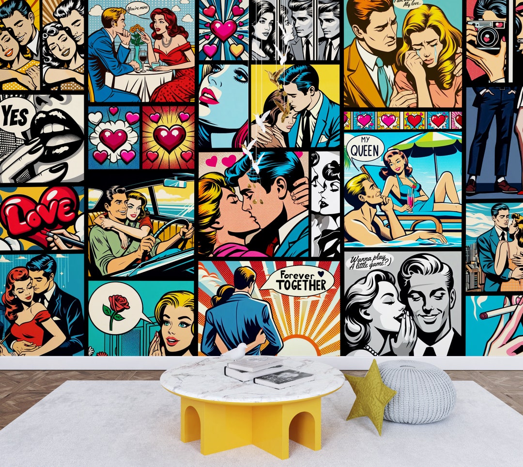 Wallpaper Comics Romance Bedroom Sharp Quality, Comic Book Retro ...