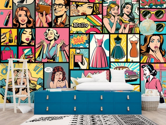 Retro Comic Girly Wallpaper