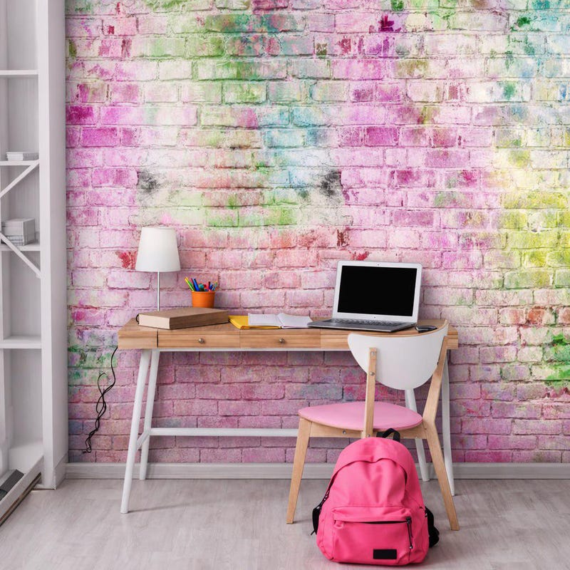 Rainbow Bricks Wallpaper - Etsy