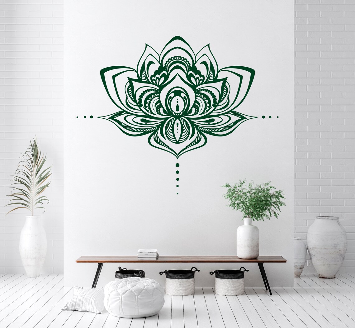 Lotus Flower Wall Vinyl Decal. Lotus Sticker Namaste Bohemian - Etsy