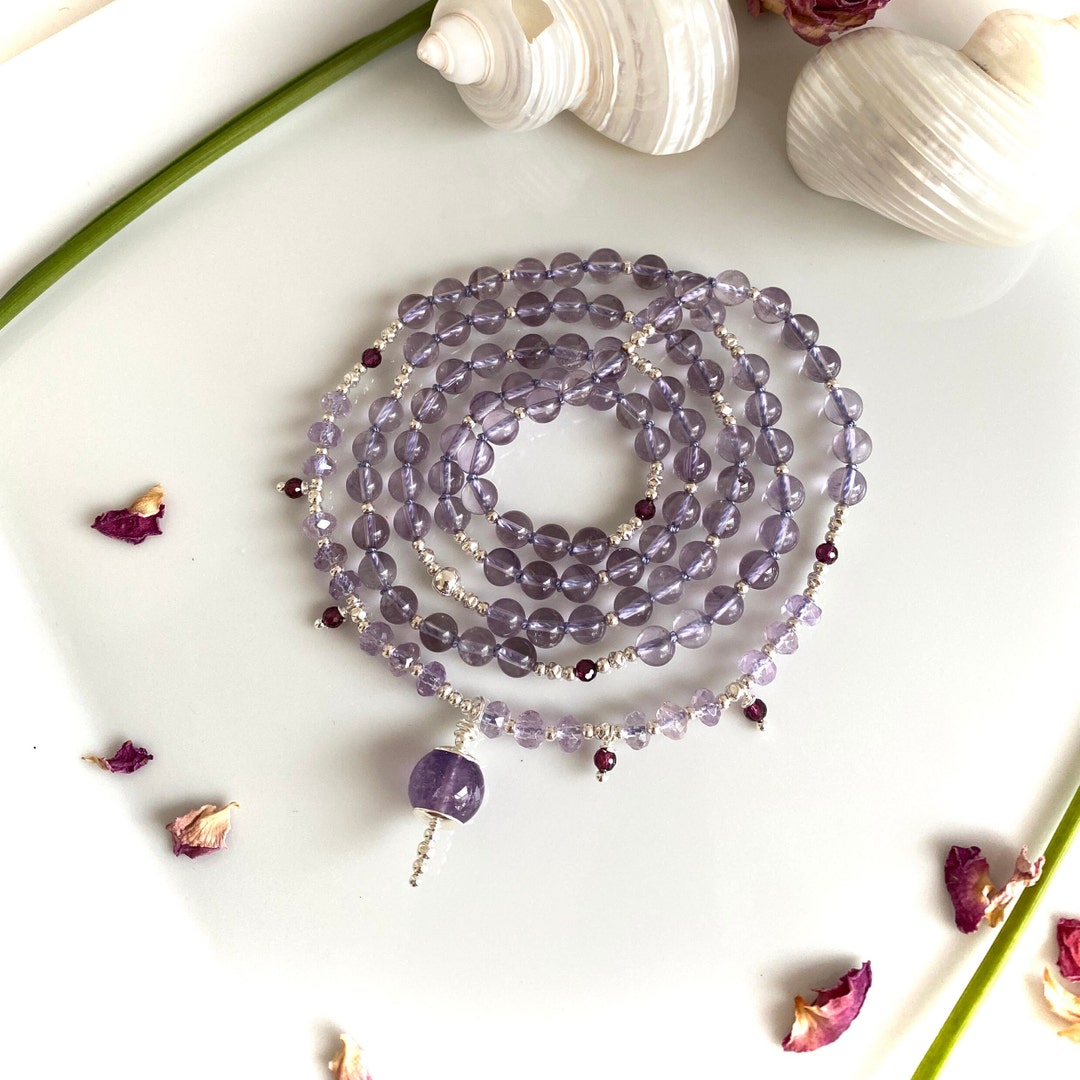 Buy Mala in Bright Amethyst Light and Ametrin, Decorated With Silver ...