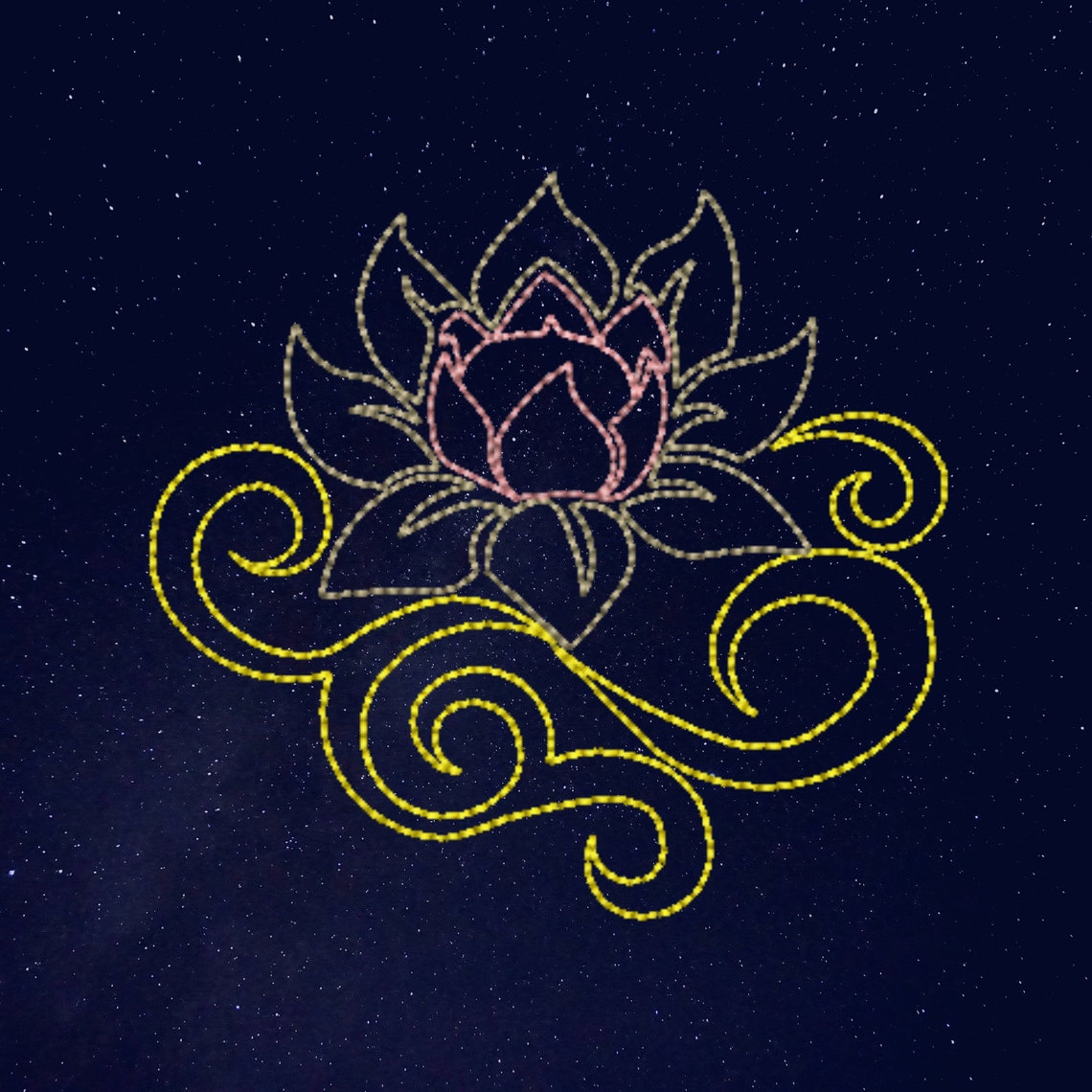 Contour Embroidery Flower Ginger. Line Design Computer Embroidery ...