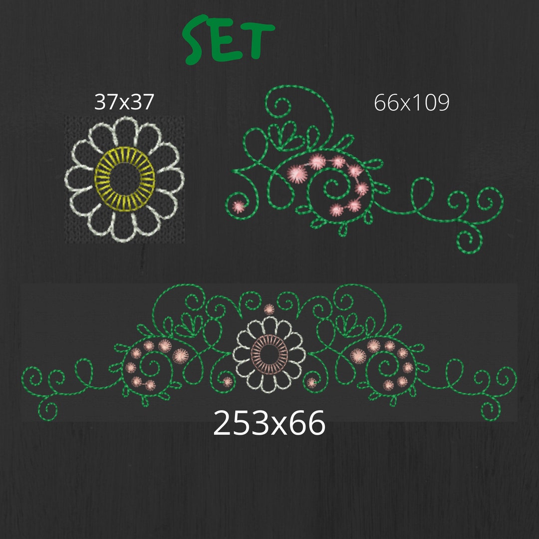 Embroidery Design Flowers Set , Machine Embroidery Daisy Contour - Etsy