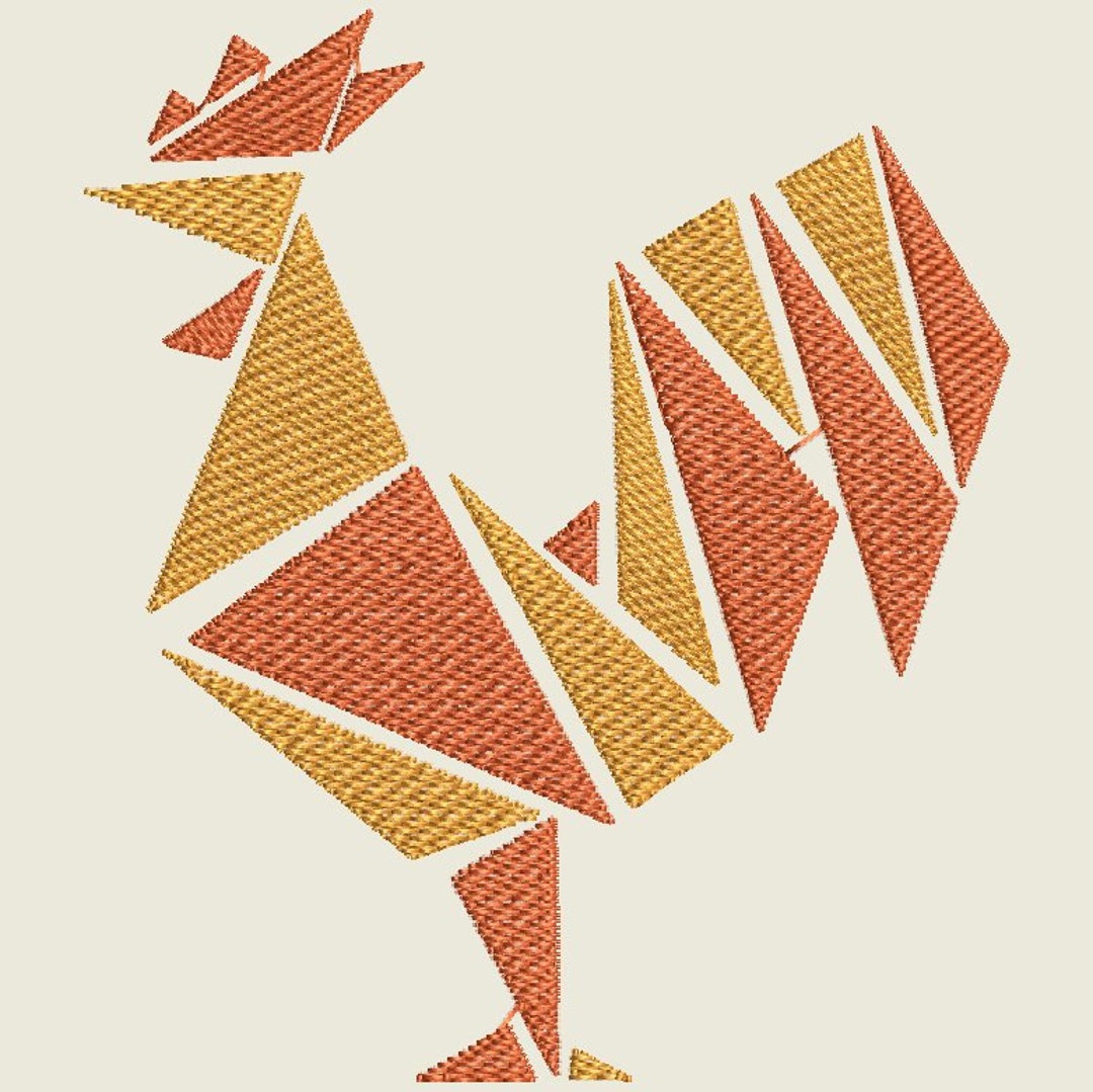 Stickdatei Orange Geometric Rooster Digital Design for - Etsy