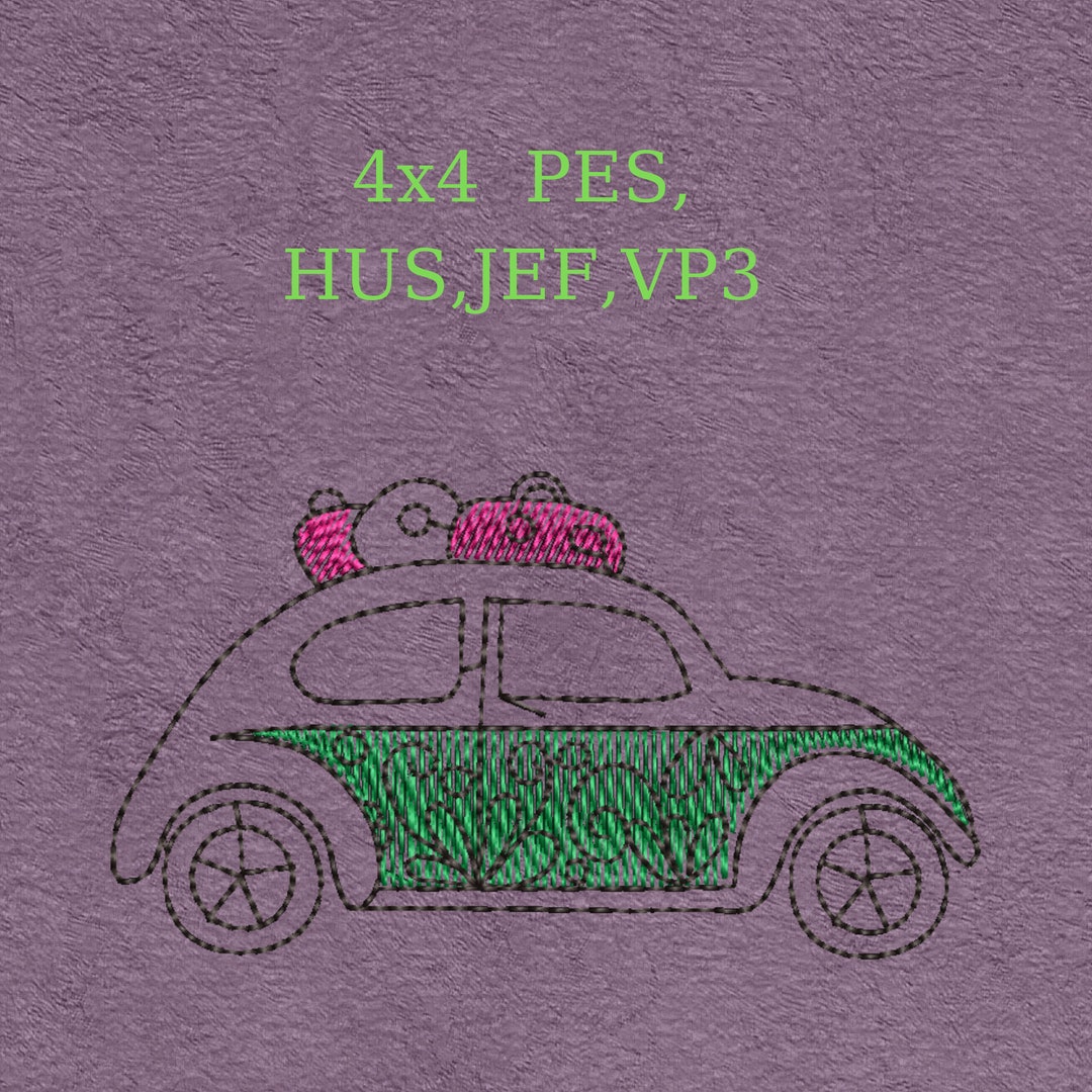 Car Machine Embroidery Design 4x4 Digital File - Etsy