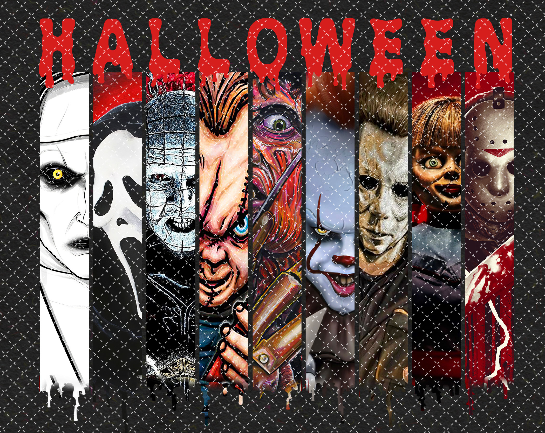 Personajes de terror de Halloween PNG imprimibles películas | Etsy