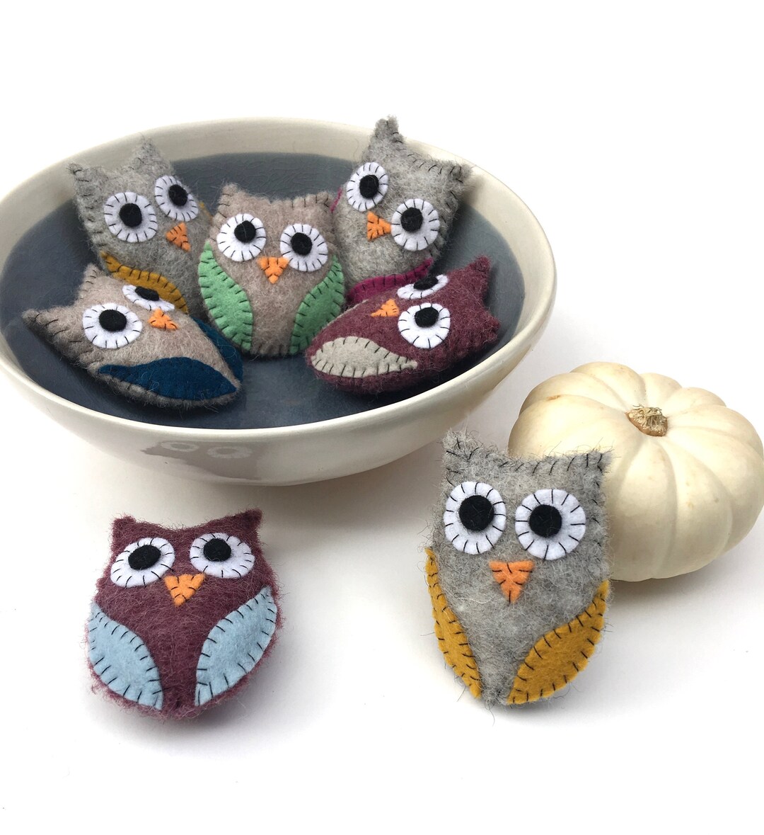 Wool Felt Owls, Handmade Owls, Owl Ornaments, Fall Decoration - Etsy