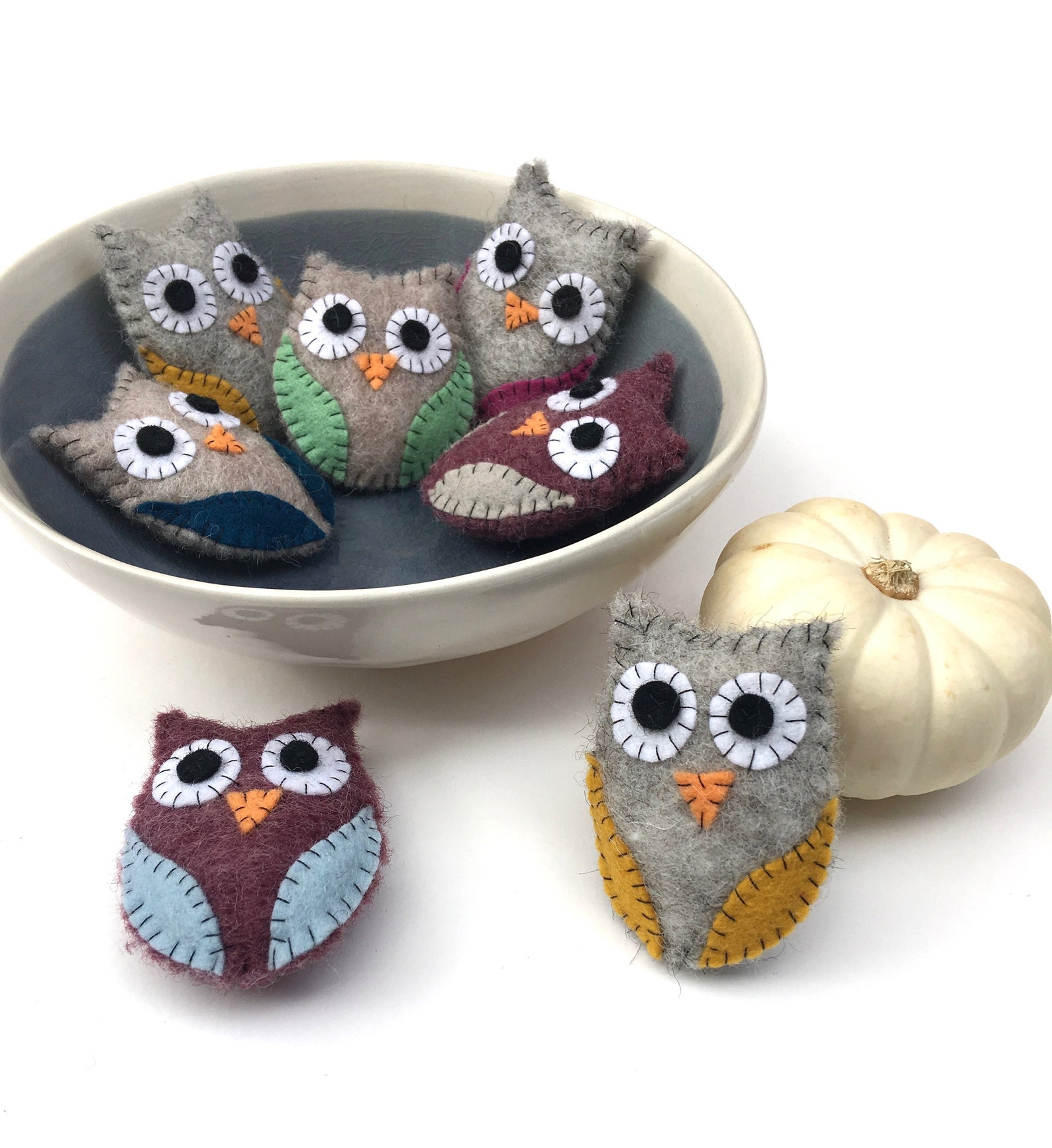 Wool Felt Owls Handmade Owls Owl Ornaments Fall Decoration - Etsy