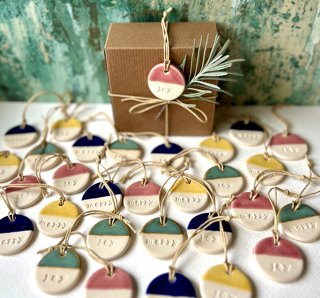 Christmas Ornament Set, Ceramic Ornaments, Clay Ornaments, Ceramic Gift ...