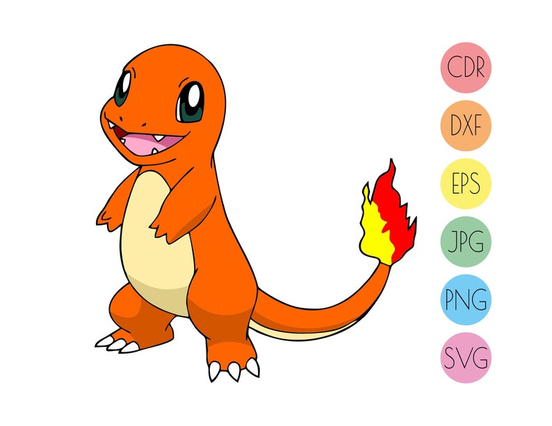Charmander svg cut file instant download Pokemon go vector | Etsy