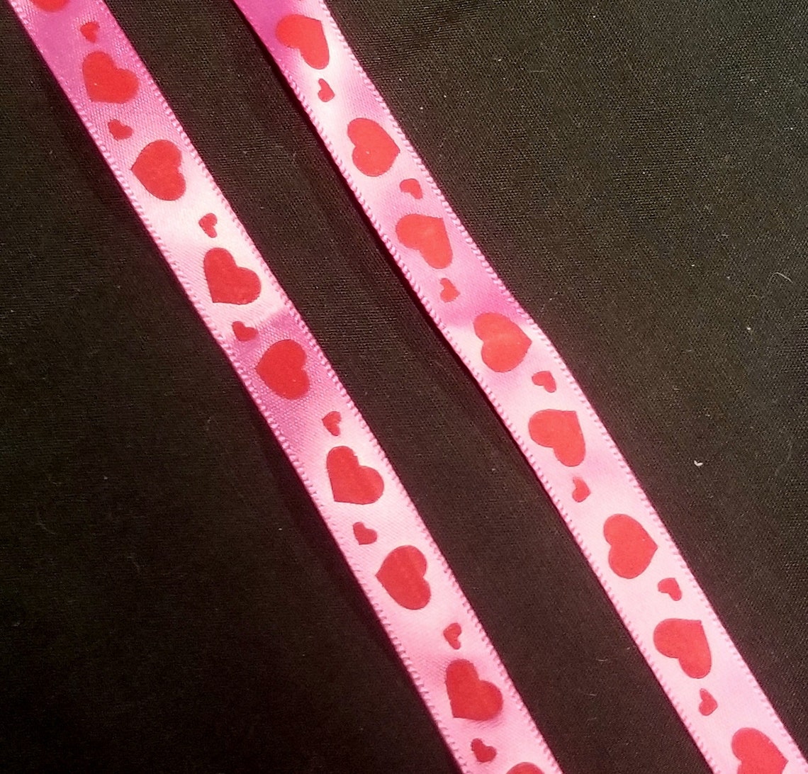 Heart Satin Ribbon Hot Pink Trim Valentine Decor Red Hearts - Etsy