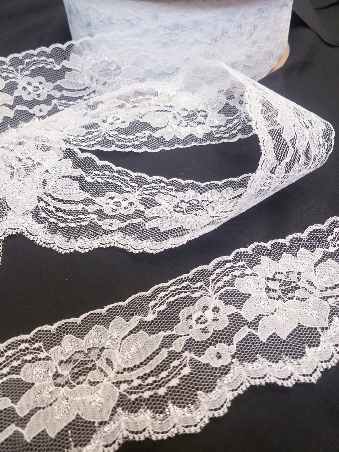 Sparkly Floral White Silver Lace Trim Metallic 3 Inches Wide - Etsy