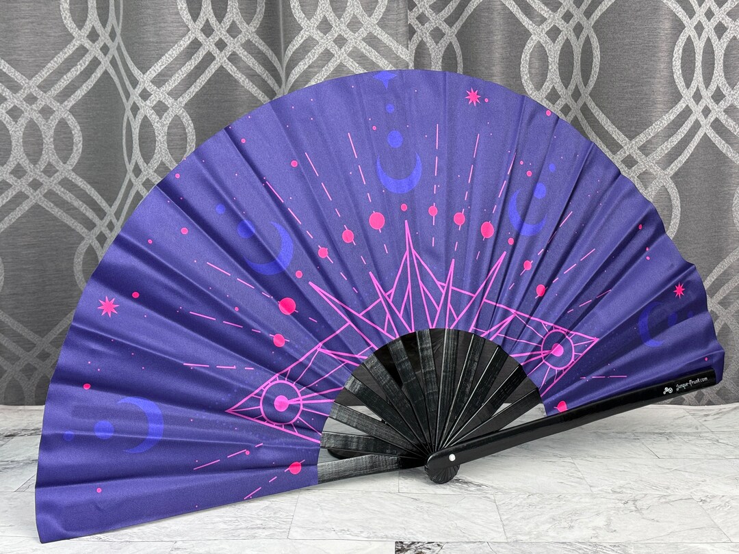 Purple, Pink With Blue Moons, Large Clack Fan Designed by Tara Vojta ...