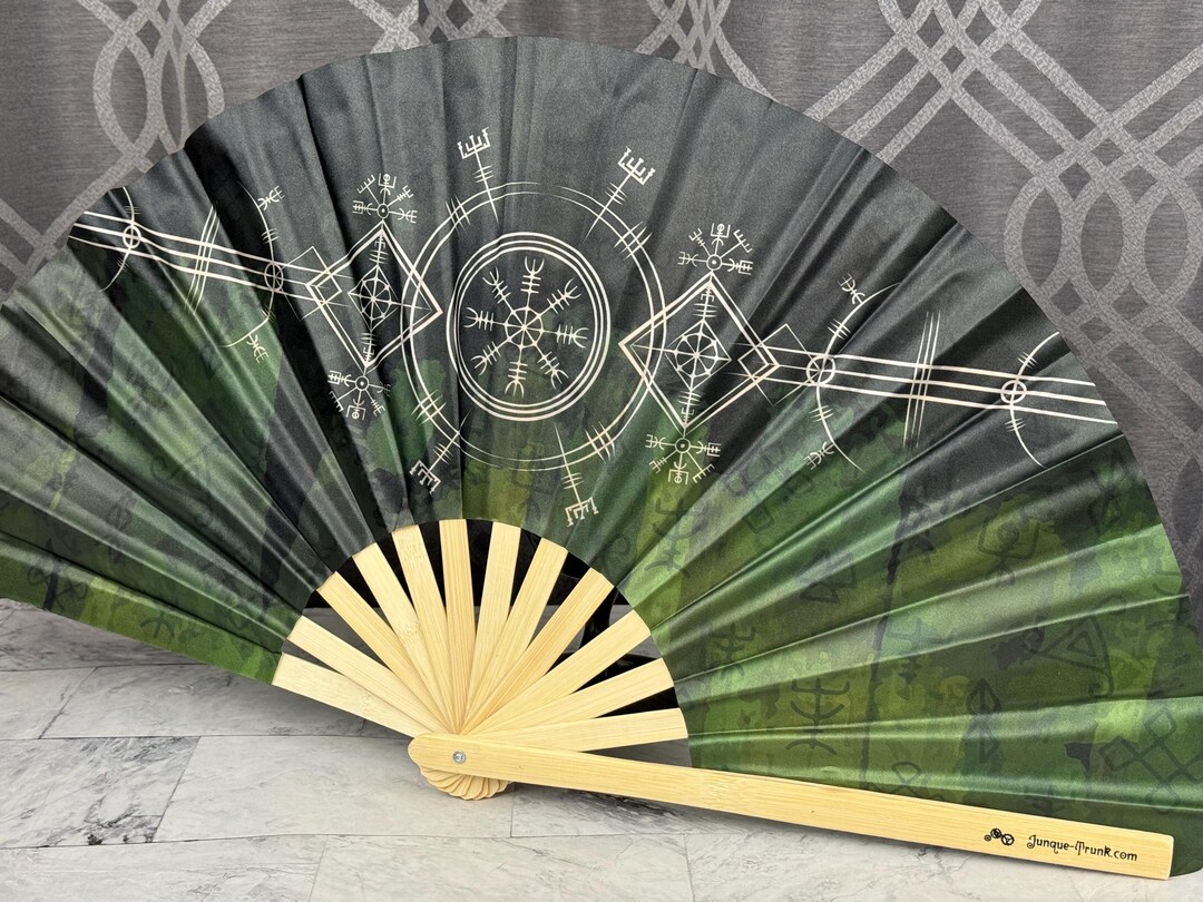 Viking, Helm of Awe, Green, Large Clack Fan Designed by Tara Vojta ...