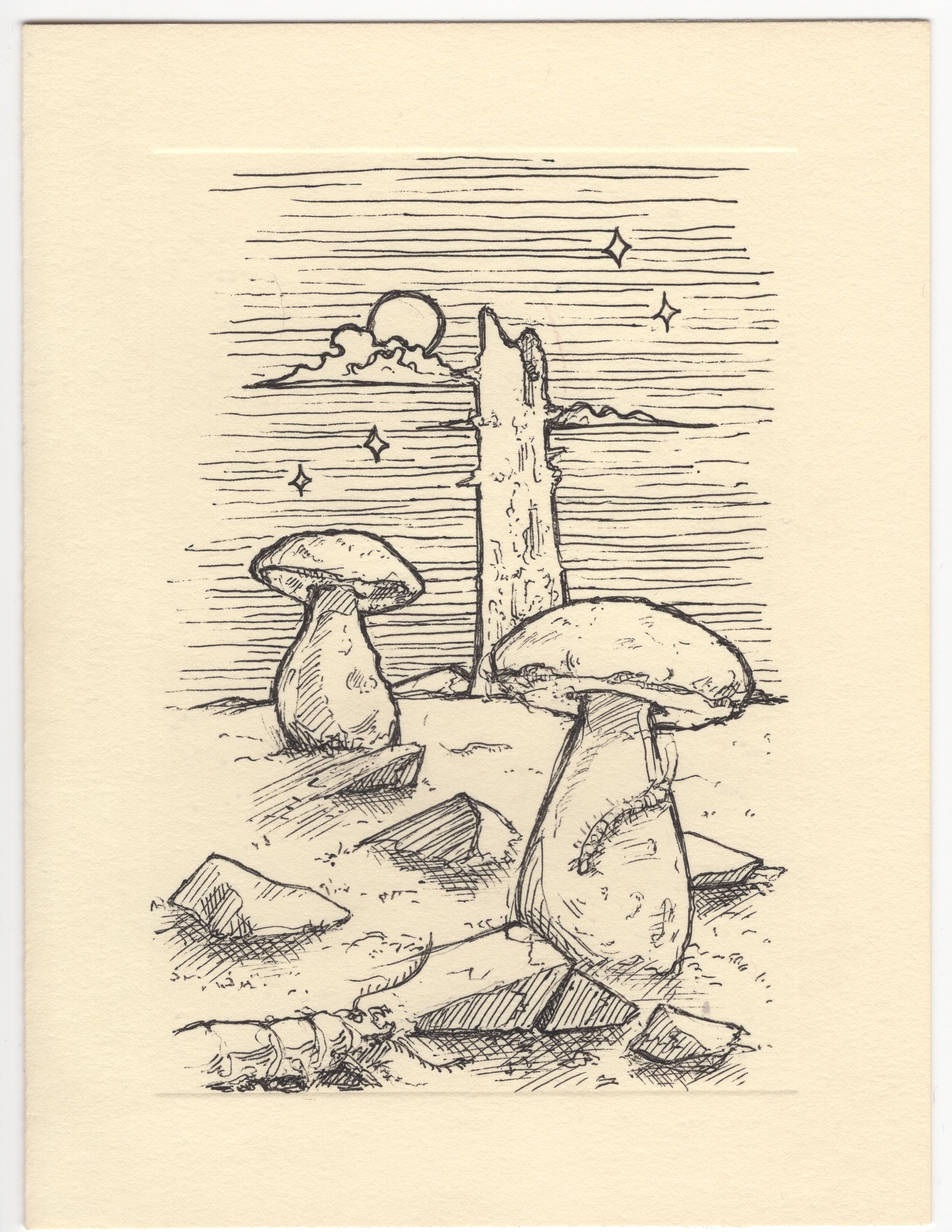 Porcini Mushroom Surreal Ink Drawing Digital File - Etsy