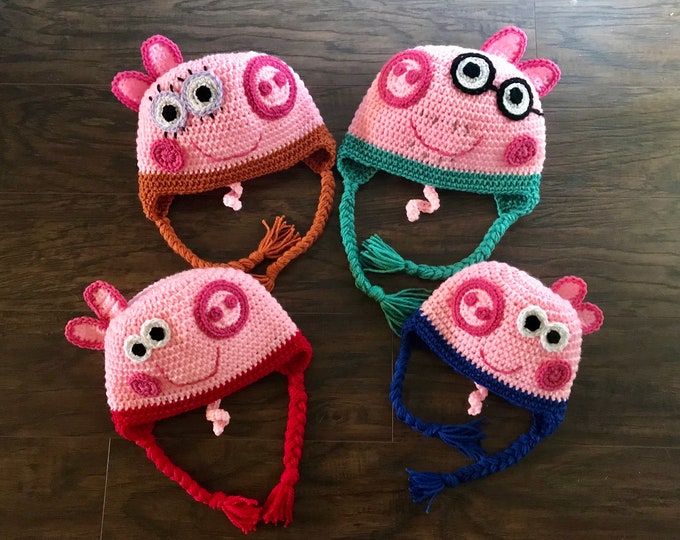 Peppa Pig Inspired Family Hats Mummy Daddy Peppa George - Etsy
