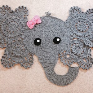 Elephant Rug, Crochet Rug, Baby Elephant, Elephant Decor, Nursery Rug ...