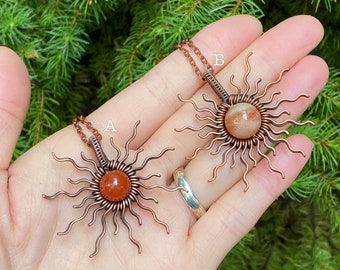 Sun Necklace/ Wire Wrapped Sun - Etsy
