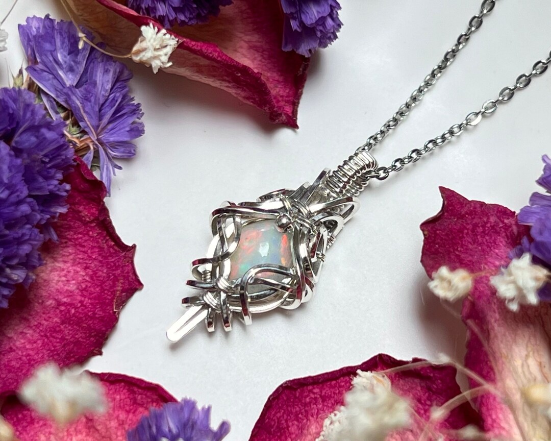 Opal Pendant Necklace for Women Real Opal Necklace for Gift Sterling ...