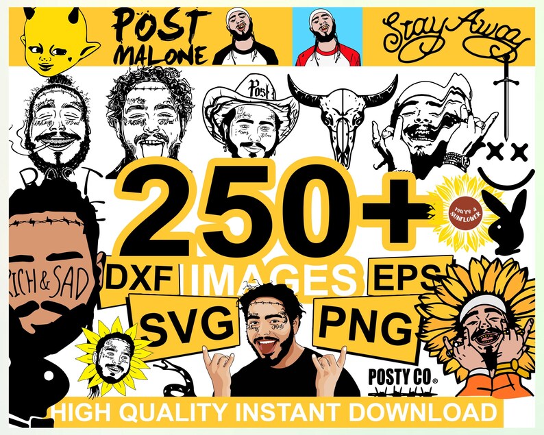 Post Malone Svg Bundle Layered Item, Postmalone Clipart, Cricut ...