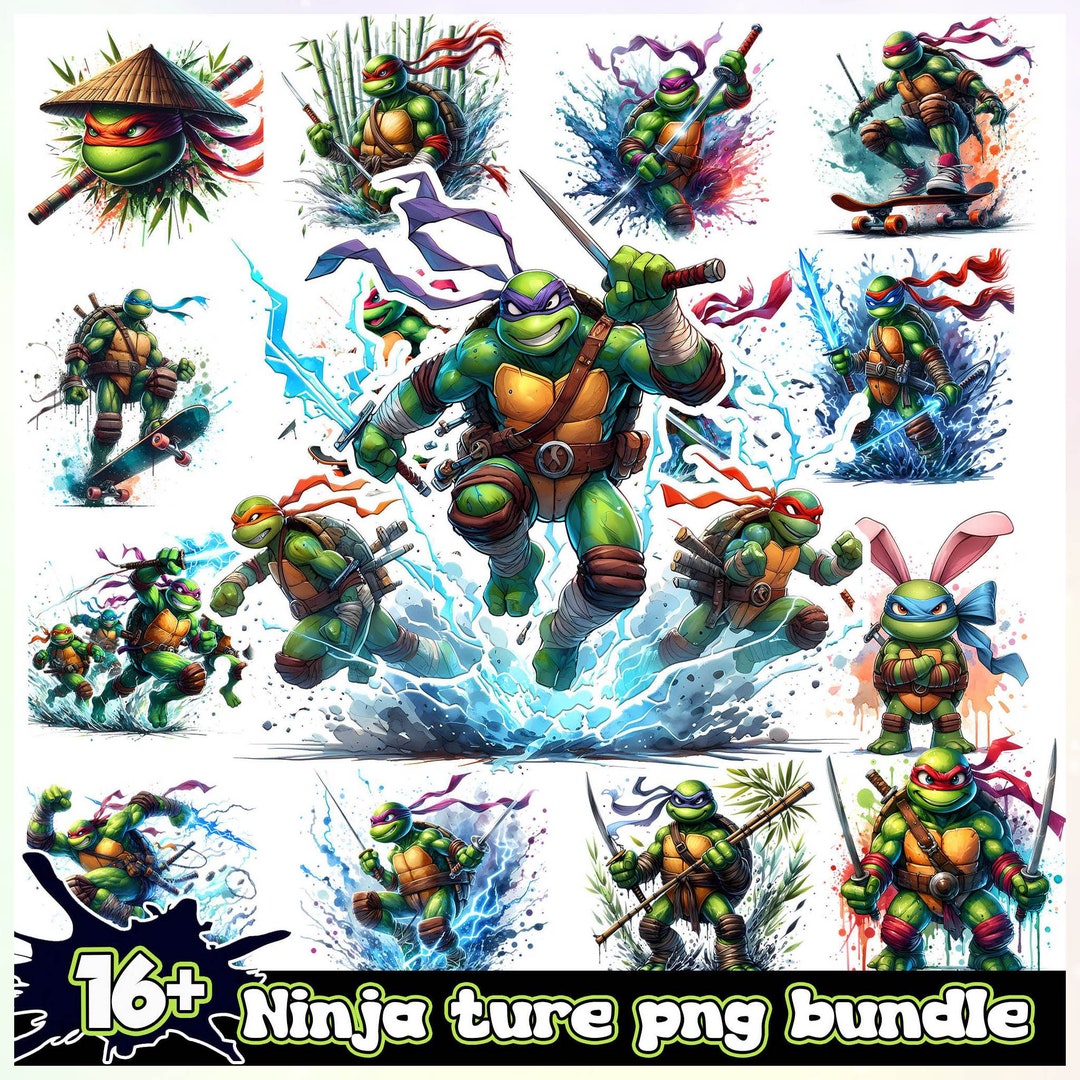 Ninja Turtles Splash and Watercolor Png Bundle - Etsy