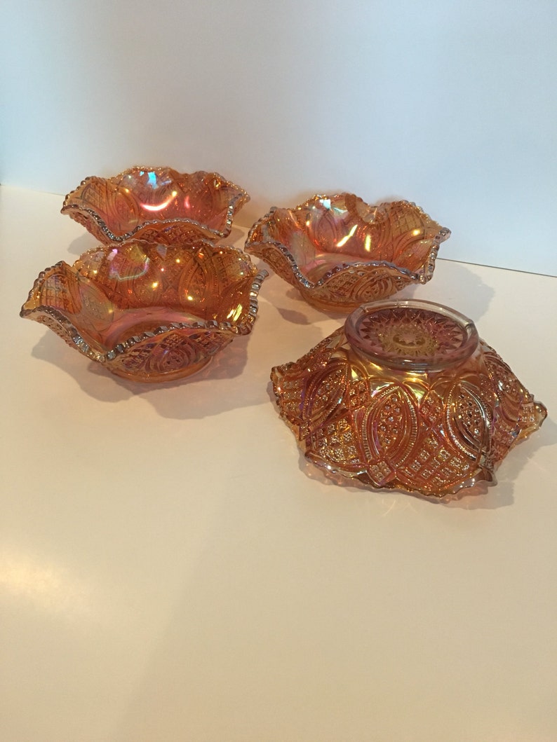 Vintage Carnival Glass Dish Set - Etsy