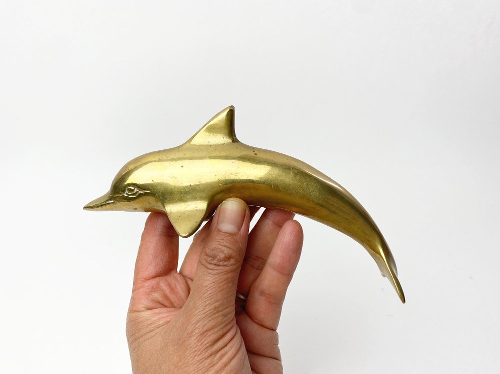 Vintage Brass Dolphin Figurine 70s Solid Brass 6 Long Solid Brass ...